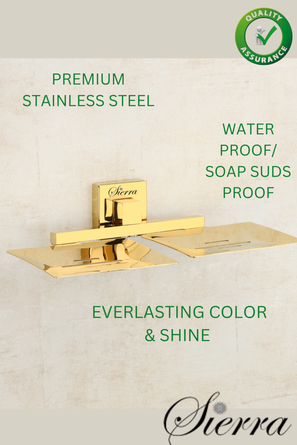 ASPIRE SQUARE DUAL SOAP DISH GOLD - Sierra